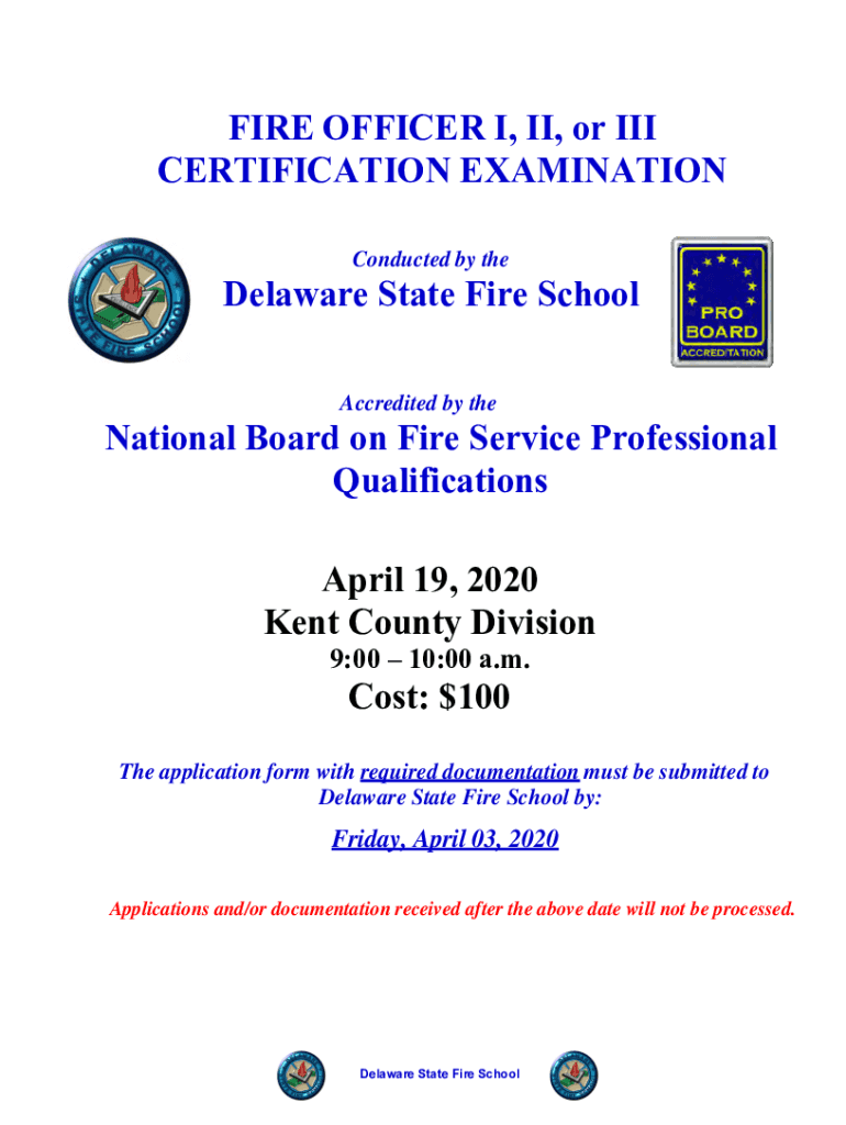Fillable Online statefireschool delaware Fire Officer 3Training ...