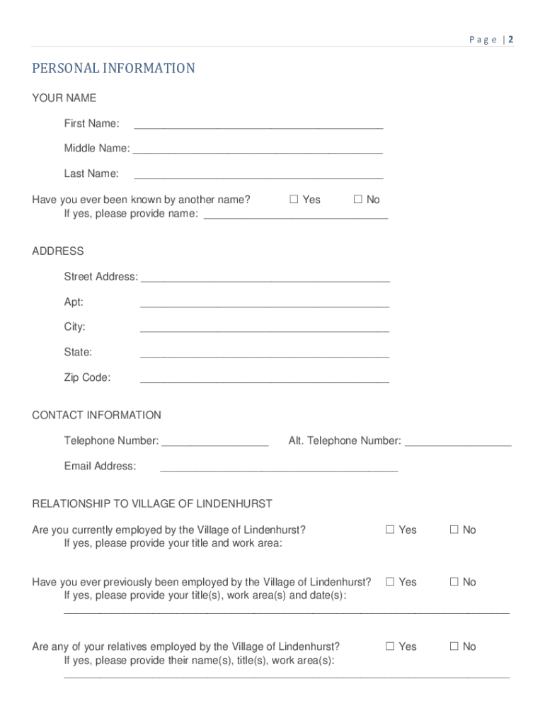 Fillable Online Lindenhurst Police Department Lateral-Entry Police ...