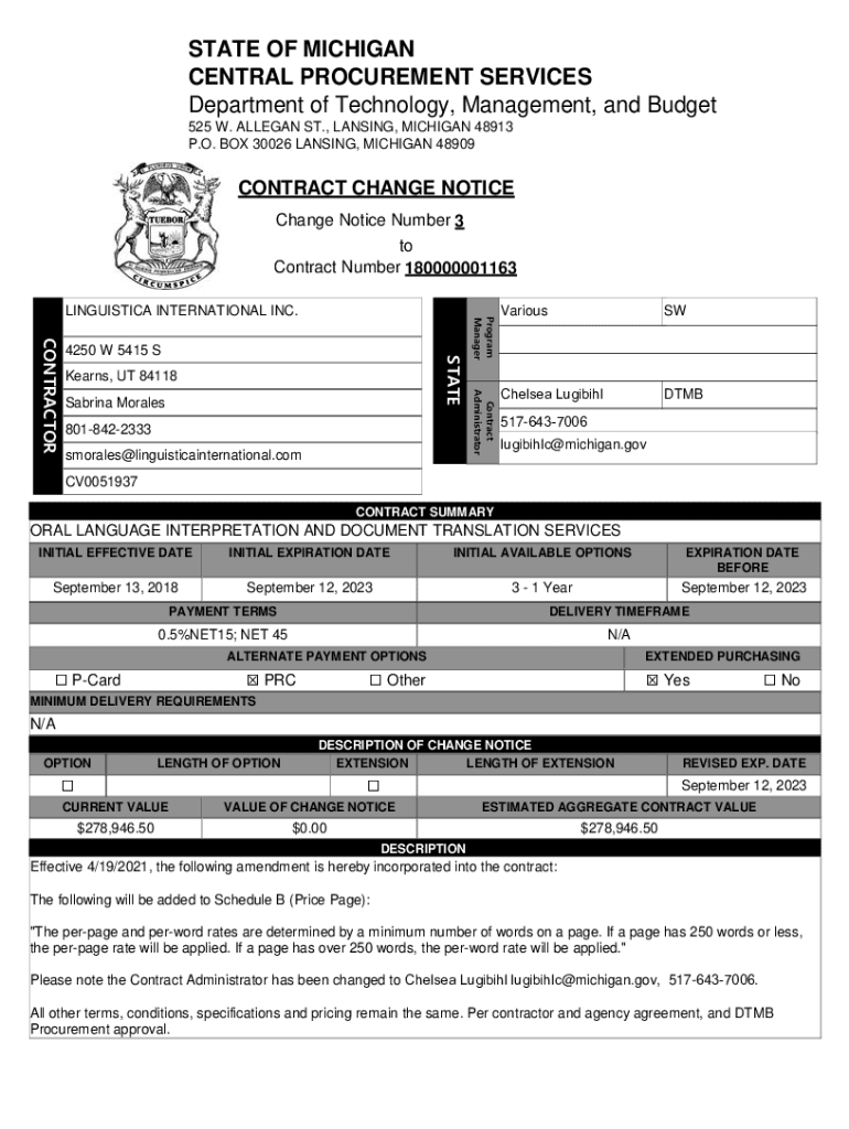 Fillable Online www.michigan.gov dtmb -STATE OF MICHIGAN PROCUREMENT ...