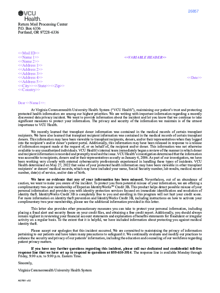 Fillable Online Data Breach Notification Letters June 2022 Mass.gov Fax ...