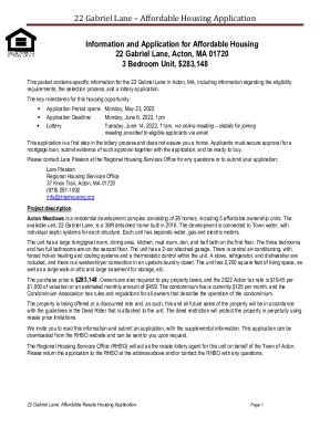Fillable Online www.acton-ma.govDocumentCenterView22 Gabriel Lane Affordable Housing Application ...