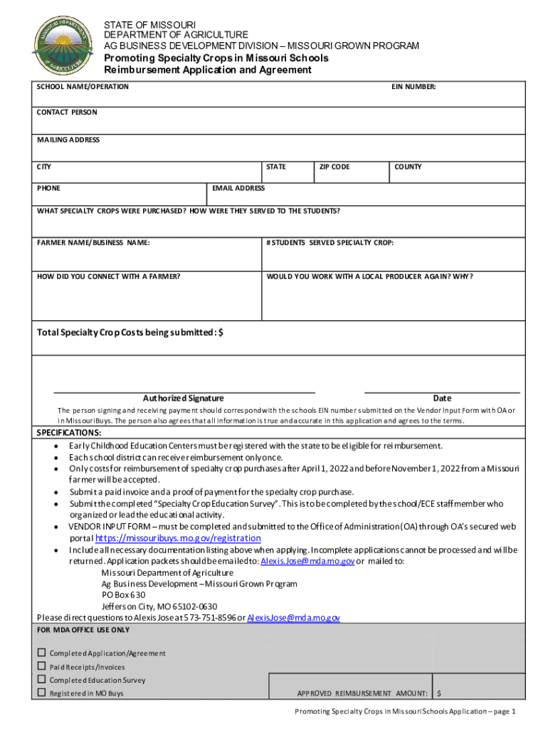 Fillable Online agriculture.mo.govMissouri Department of Agriculture ...