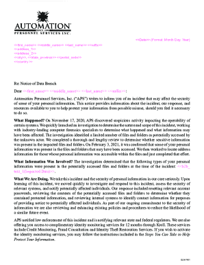 Fillable Online oag ca APS - CA - Notice of Data Event Fax Email Print ...