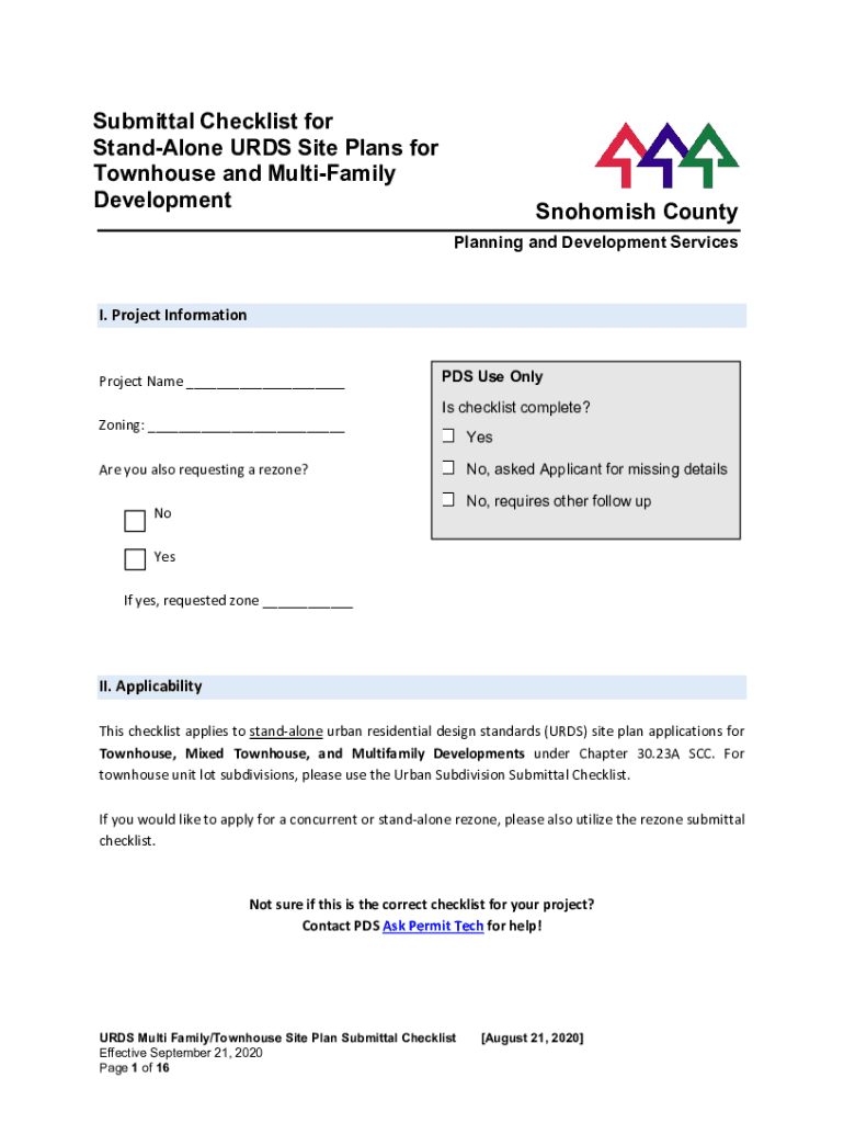 Fillable Online Submittal Checklist for Stand-Alone URDS Site Plans for ...