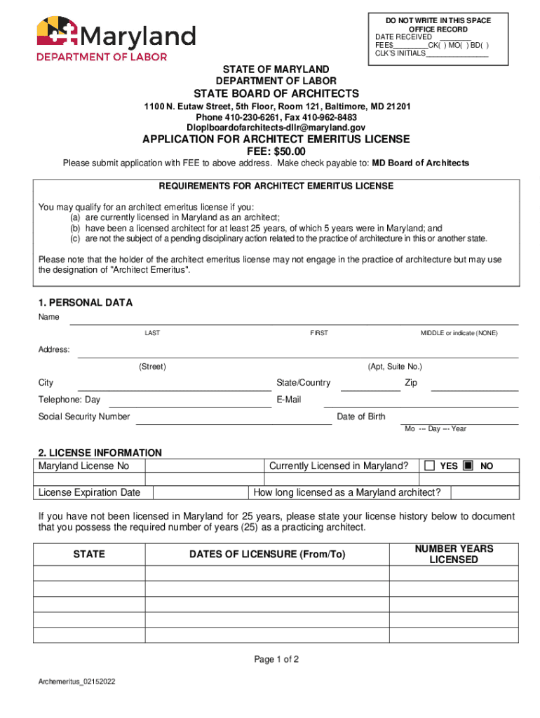 Fillable Online STATE BOARD OF ARCHITECTS APPLICATION FOR ARCHITECT ... Fax Email Print - pdfFiller