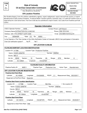 Fillable Online FORM State of Colorado Document Number: Oil and Gas ...