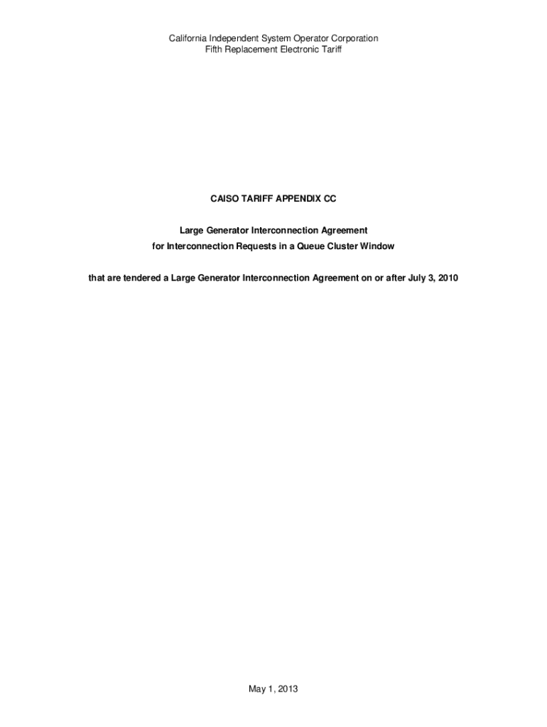 Fillable Online www.caiso.com TariffAppendixTMay12013Appendix T Small ...