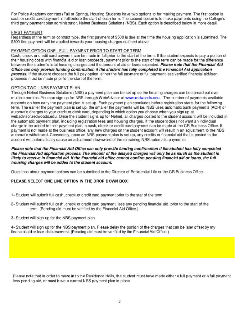 Fillable Online College of the Redwoods Office of Residential Life ...