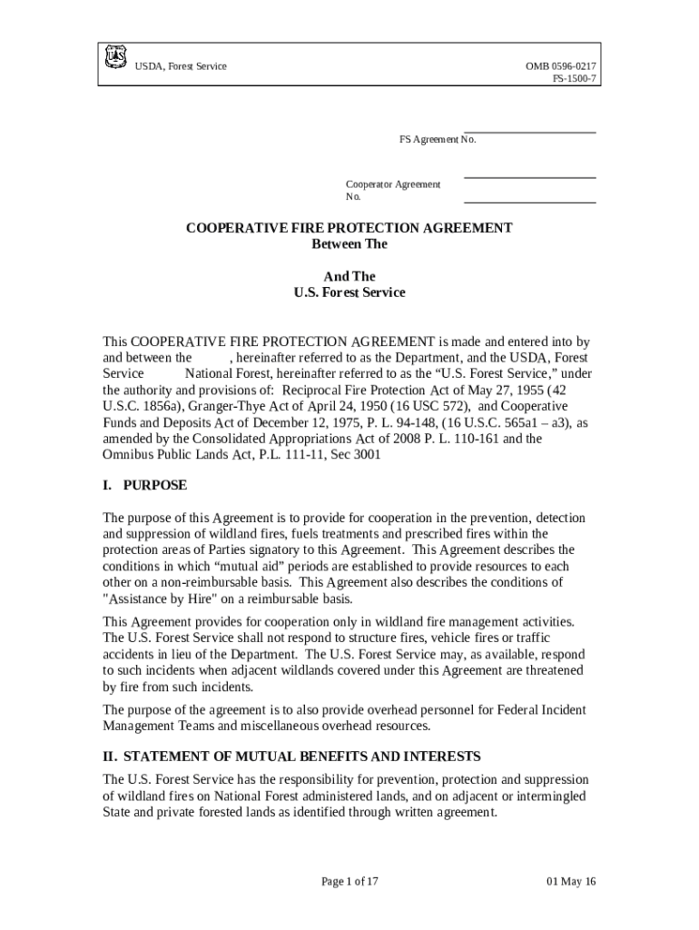 MASTER COOPERATIVE WILDLAND FIRE MANAGEMENT AND ... - US Forest Service ...