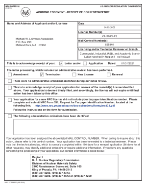 Fillable Online Michael W. Lairmore Associates; NRC Form 532 ...