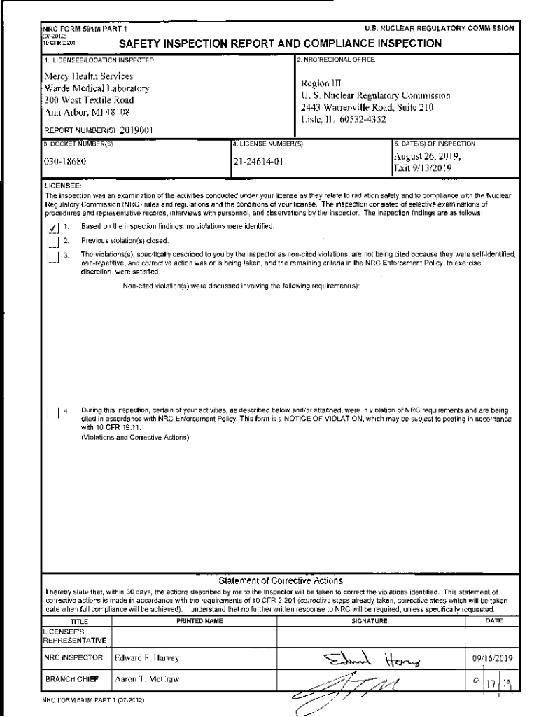 Fillable Online Mercy Health Services - Warde Medical Laboratory - NRC ...