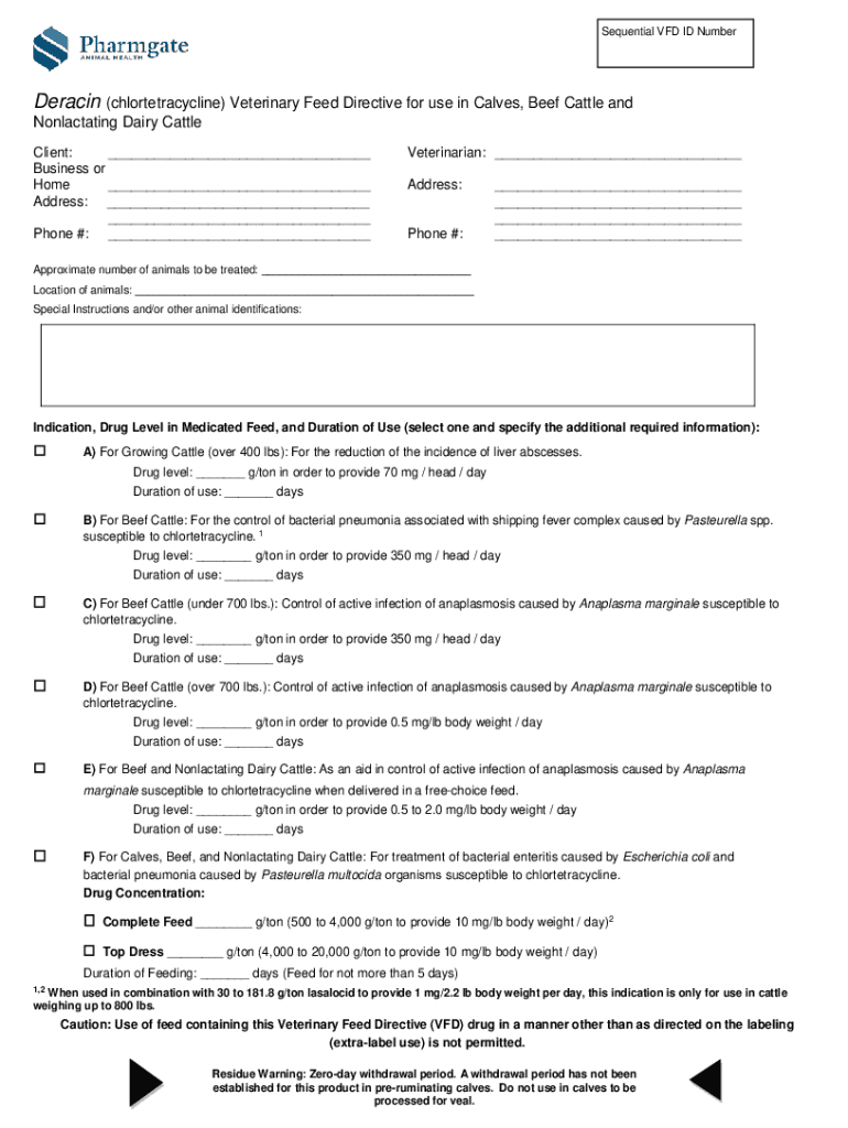 Fillable Online www.zoetisus.comproductsvfdVeterinary Feed Directive ...