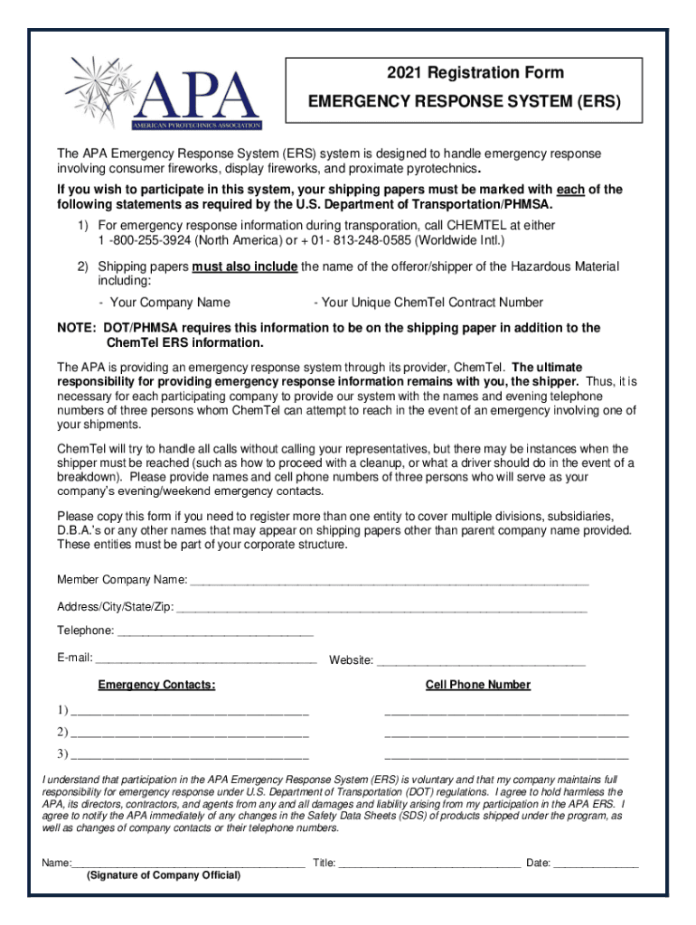 Fillable Online pyro memberclicks 2021 Registration Form EMERGENCY ...