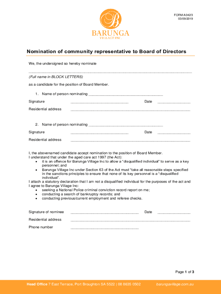 Fillable Online Selecting Board Members: Guidelines for an Effective ...