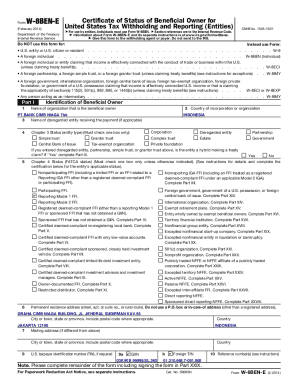 Fillable Online About Form W-8 BEN-E, Certificate of Status of ...
