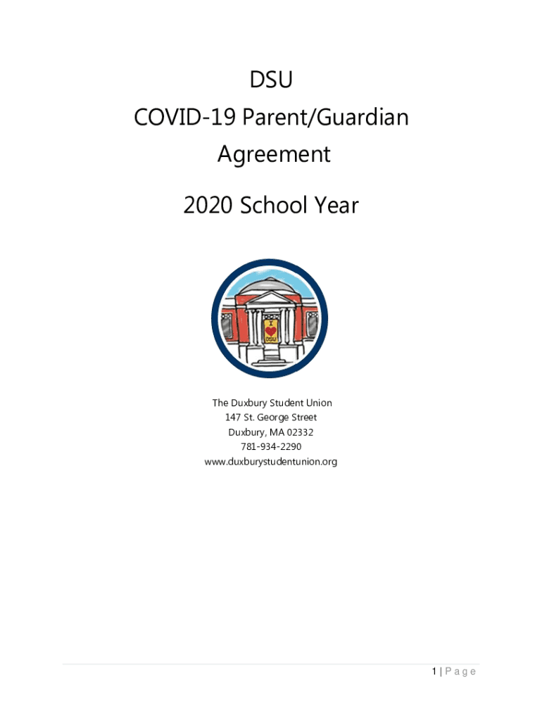 Fillable Online DSU COVID-19 Parent/Guardian Agreement 2020 School Year Fax Email Print - pdfFiller