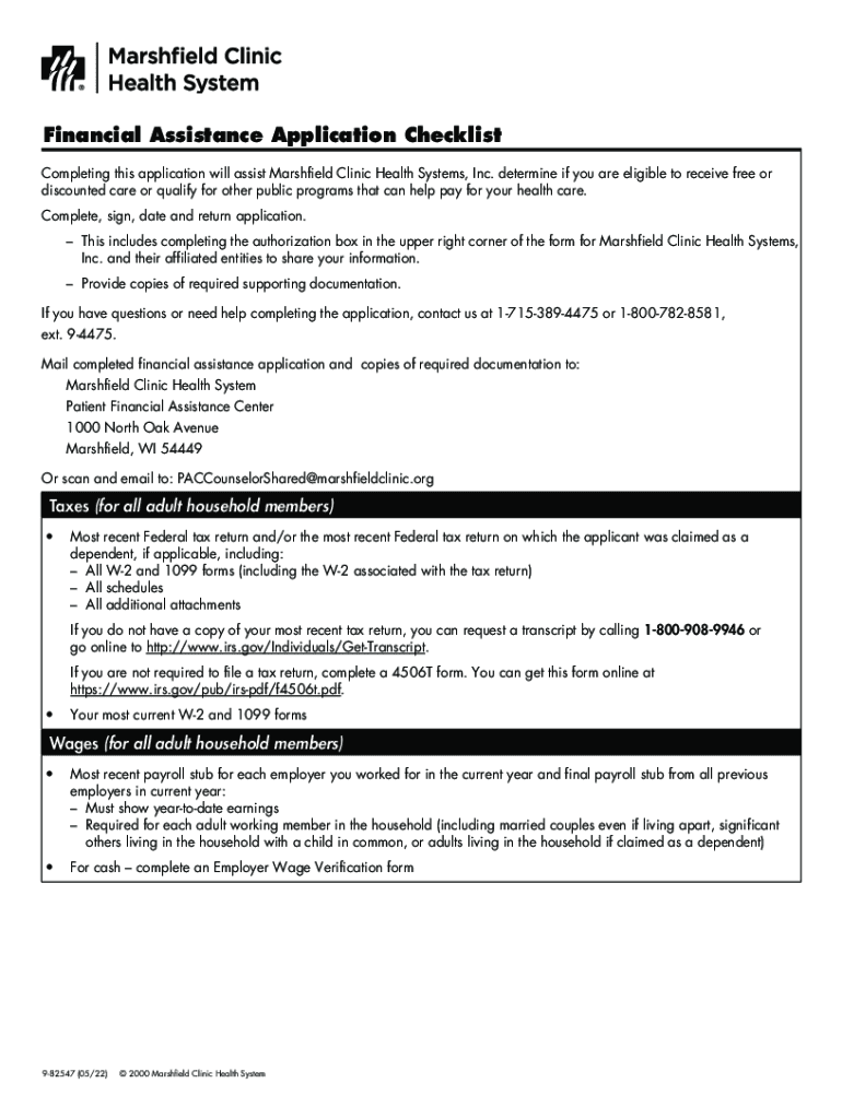 Fillable Online www.marshfieldclinic.orgmPatientResourcesFinancial Assistance Application ...