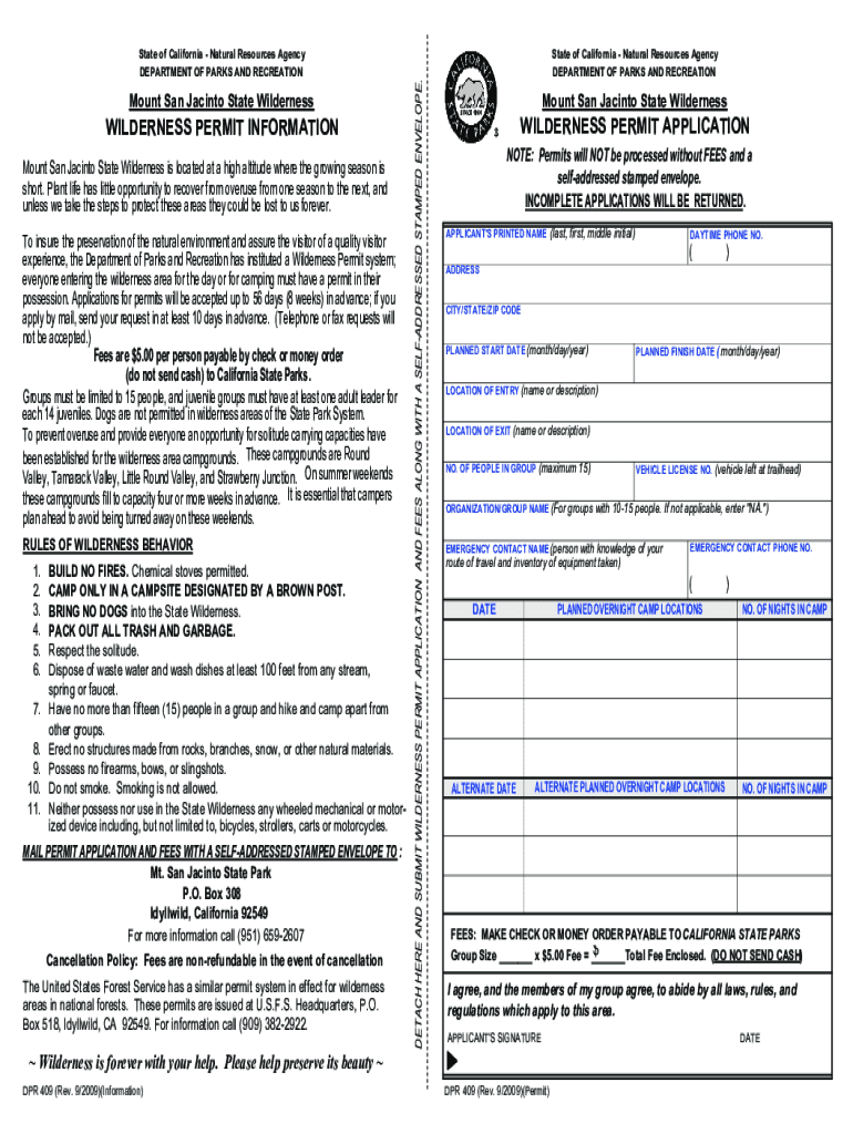 Fillable Online parks ca www.parks.ca.govpages636Mount San Jacinto ...