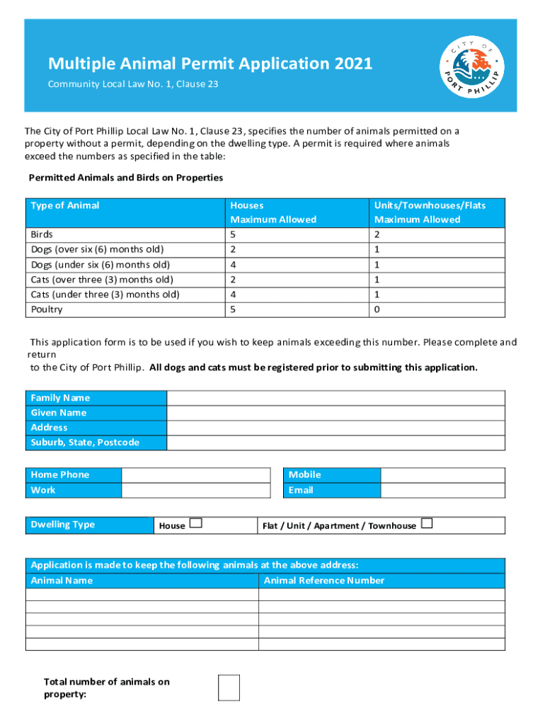 Fillable Online www.portphillip.vic.gov.aucouncil-servicespetsMultiple ...
