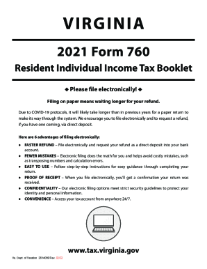 Fillable Online 2021 Form 760 Resident Individual Income Tax Booklet ...