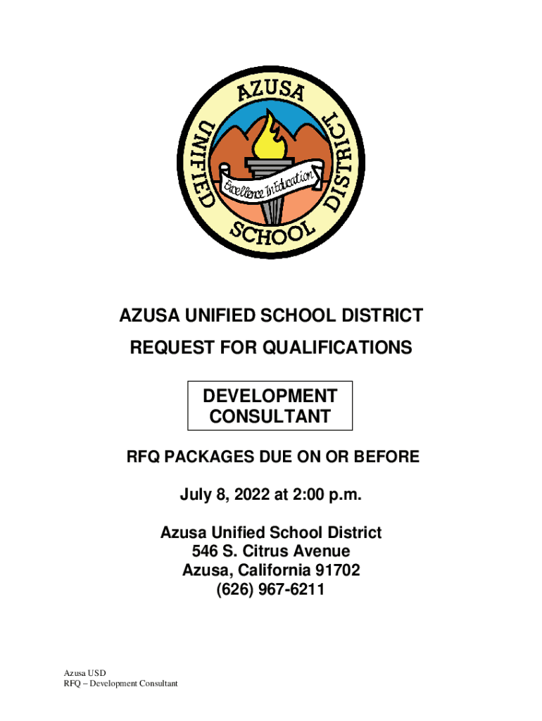 Fillable Online www.azusa.orgsitehandlersAZUSA UNIFIED SCHOOL DISTRICT REQUEST FOR ...