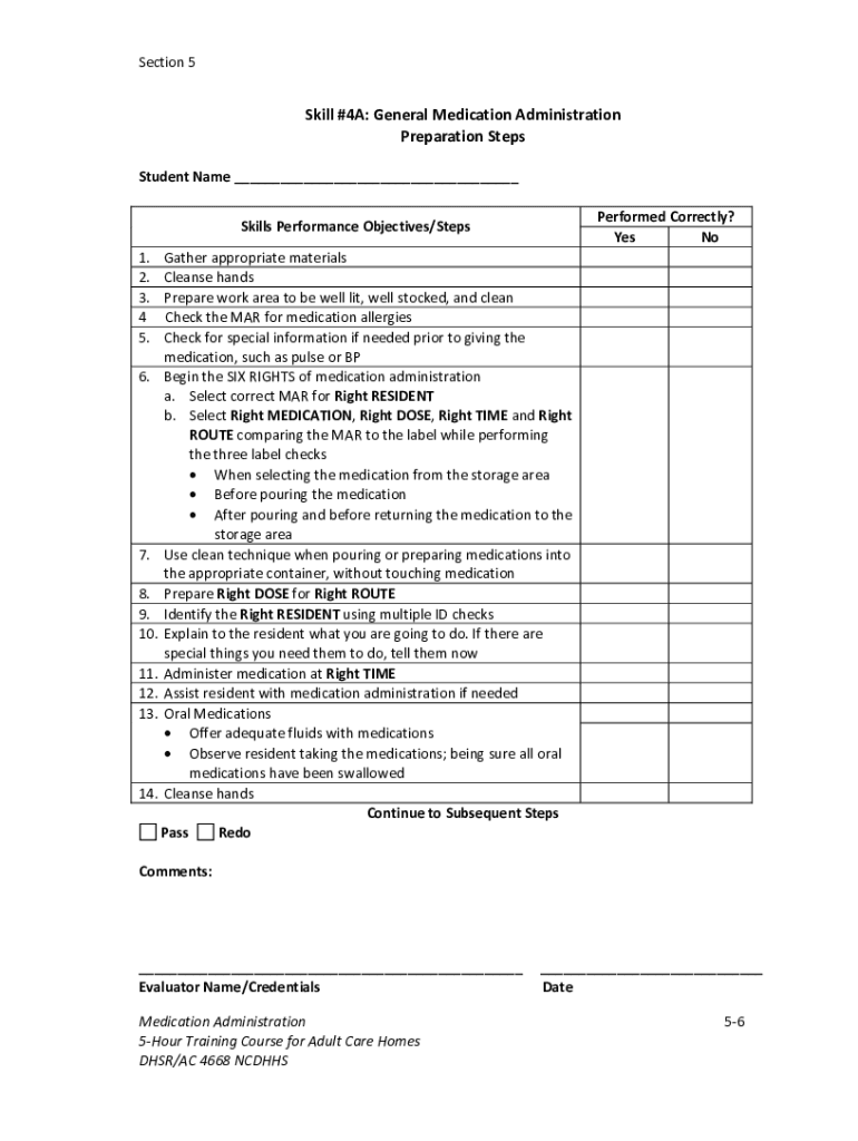 Fillable Online NC DHSR ACLS: Skill #4A General Medication ...