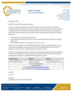Fillable Online Application and Letter for Drained Swimming Pools and ...