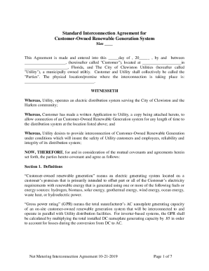 Fillable Online AGREEMENT FOR INTERCONNECTION AND OPERATION OF ...