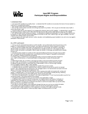 Fillable Online idph.iowa.govPortals1Iowa WIC Program Client Agreement ...