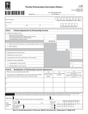 Fillable Online Florida Form F-1065 (Florida Partnership ...