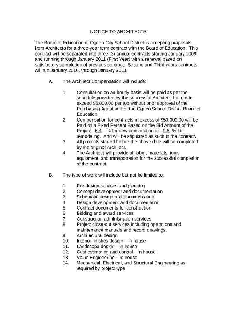 NOTICE TO ARCHITECTS AND ENGINEERS Doc Template | pdfFiller
