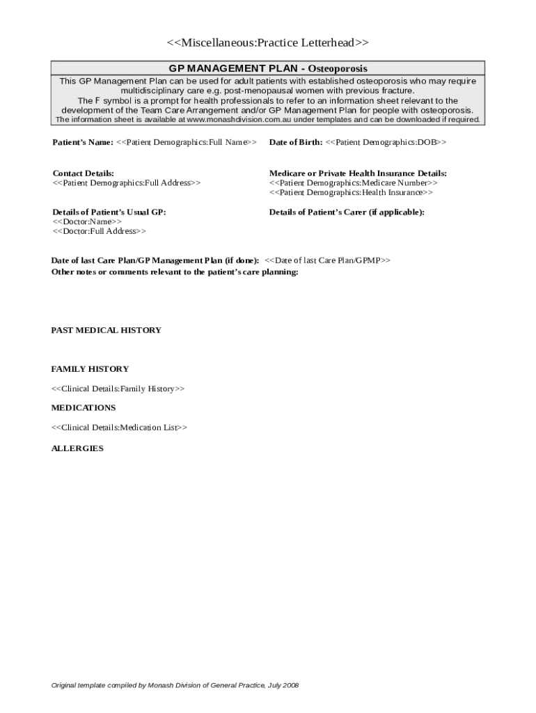 Chronic disease GP Management Plans and Team Care Arrangements Doc ...