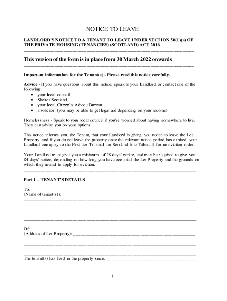 Fillable Online www.gov.scotending-the-tenancy-notice-to-leaveEnding ...