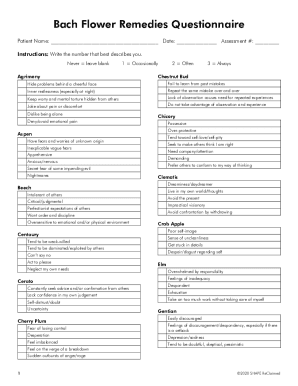 Fillable Online solehealing.iebach-flower-remedies-questionnaireBach ...