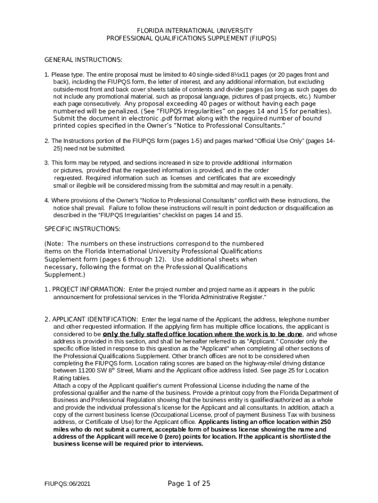 PQS - FSU Facilities - Florida State University Doc TemplatepdfFiller Doc Template | pdfFiller