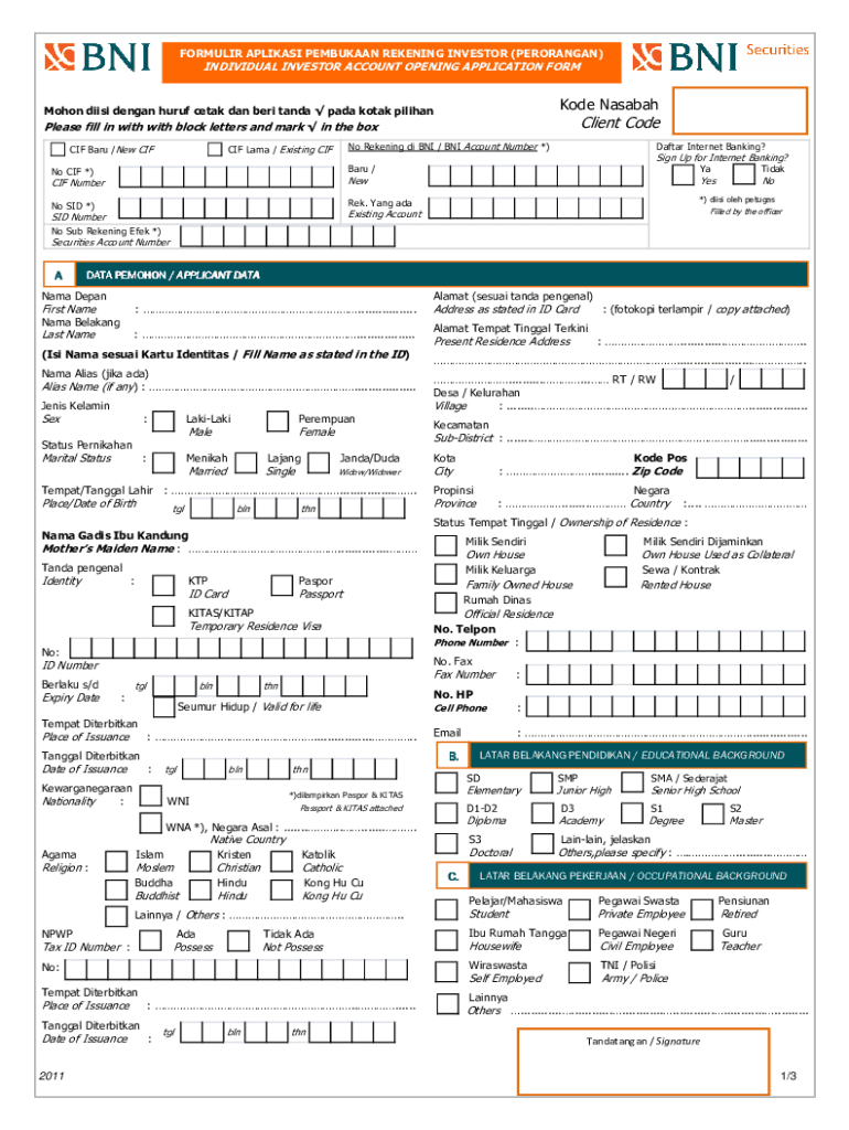 Fillable Online FORMULIR PEMBUKAAN REKENING (Badan Hukum) OPENING ACCOUNT FORM ... Fax Email ...