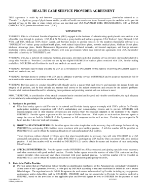Fillable Online Physician Services Agreement - Template, Sample Form ...