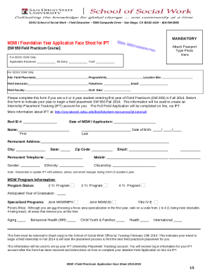 MSW I - 650 Field Application - San Diego State University - socialwork ...