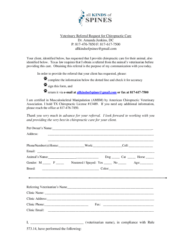 Fillable Online chiropracticforeverybody ...