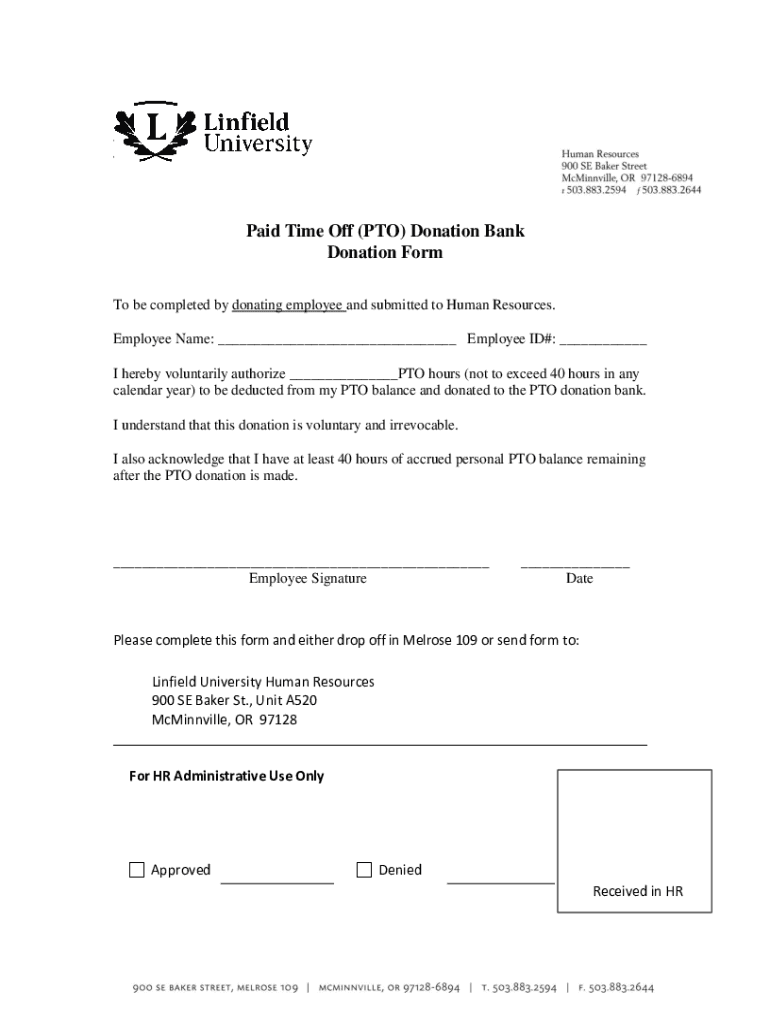 Fillable Online inside.linfield.edufileshumanresourcesPaid Time Off ...