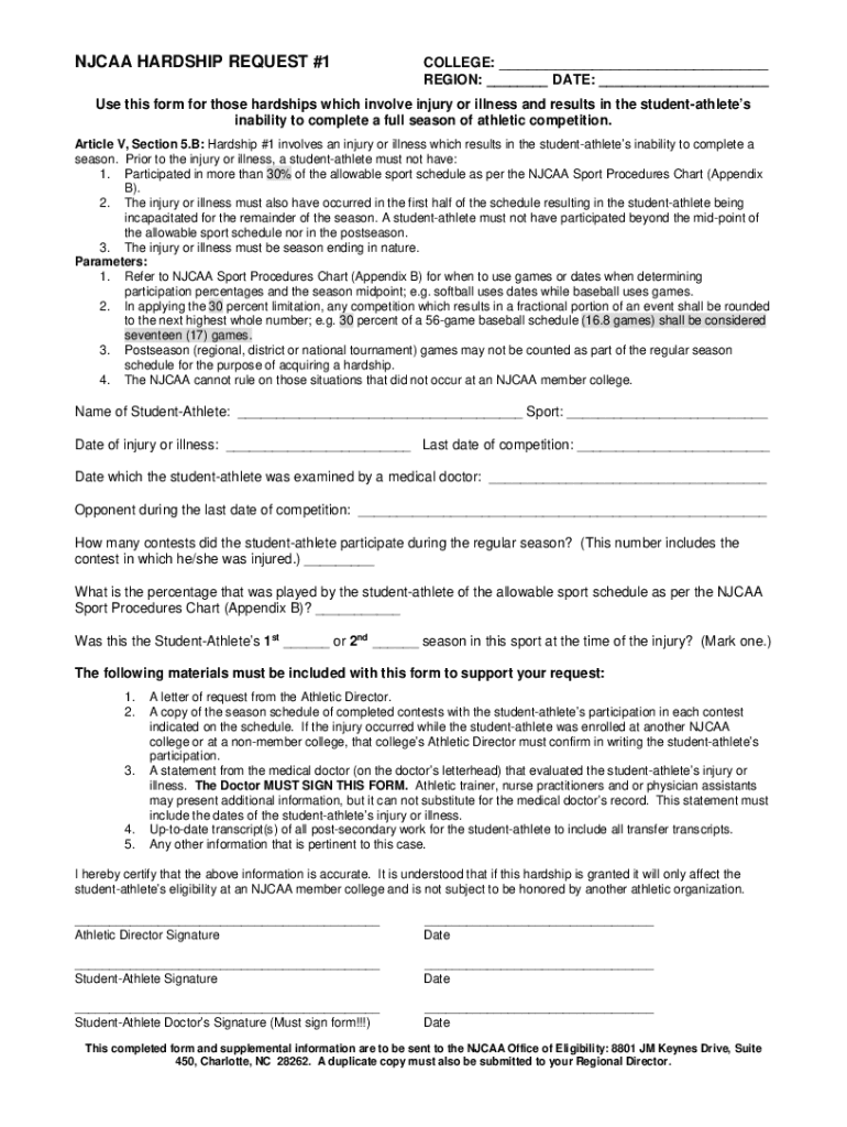 Fillable Online cocosign.comform59683-njcaa-hardship-request-1NJCAA HARDSHIP REQUEST 1 Hocking ...