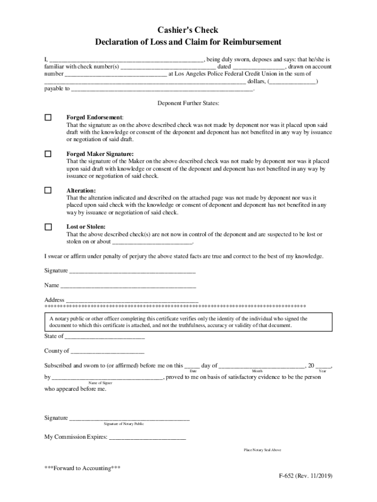 Fillable Online lapfcu.orgwp-contentuploadsDeclaration of Loss and ...