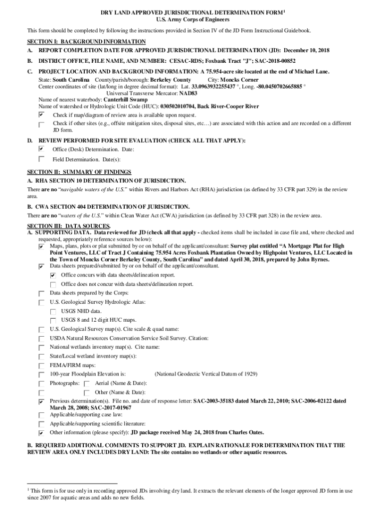 Fillable Online www.lre.usace.army.milPortals69DRY LAND APPROVED ...