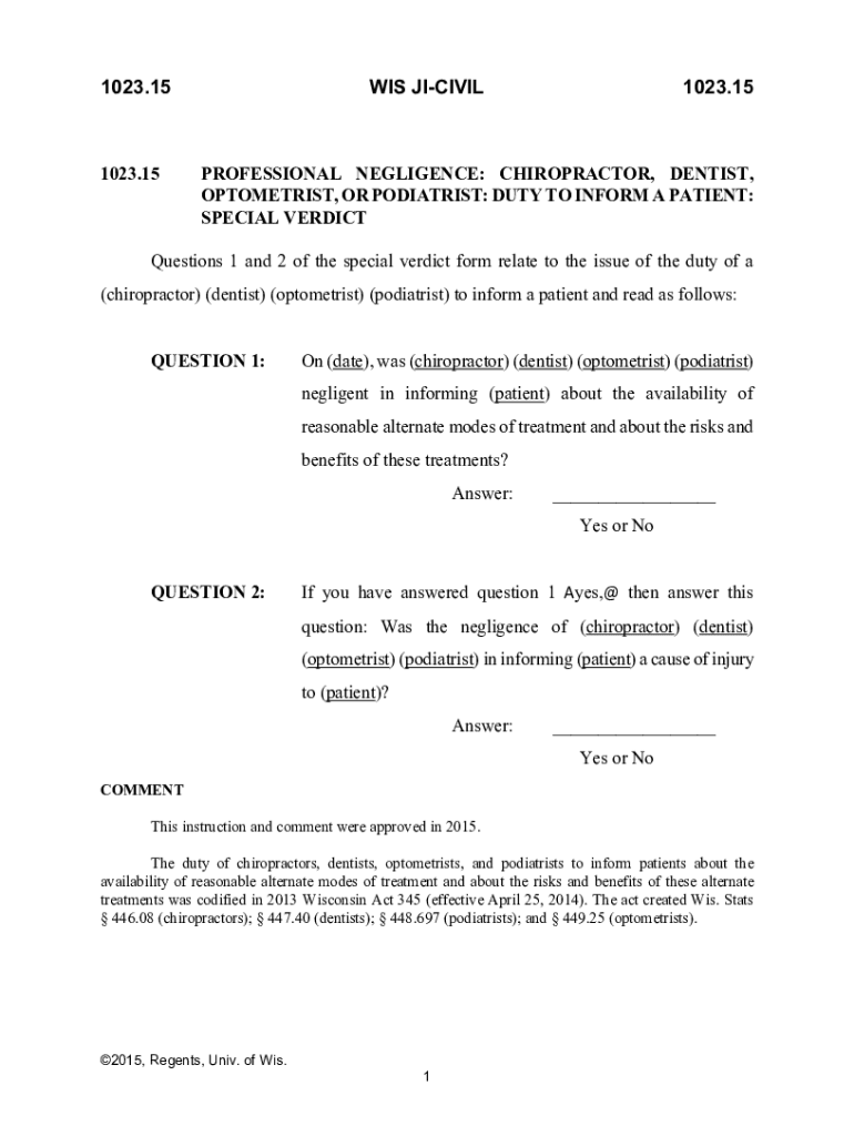 Fillable Online wilawlibrary.govcivilinstructionWisconsin Civil JI ...