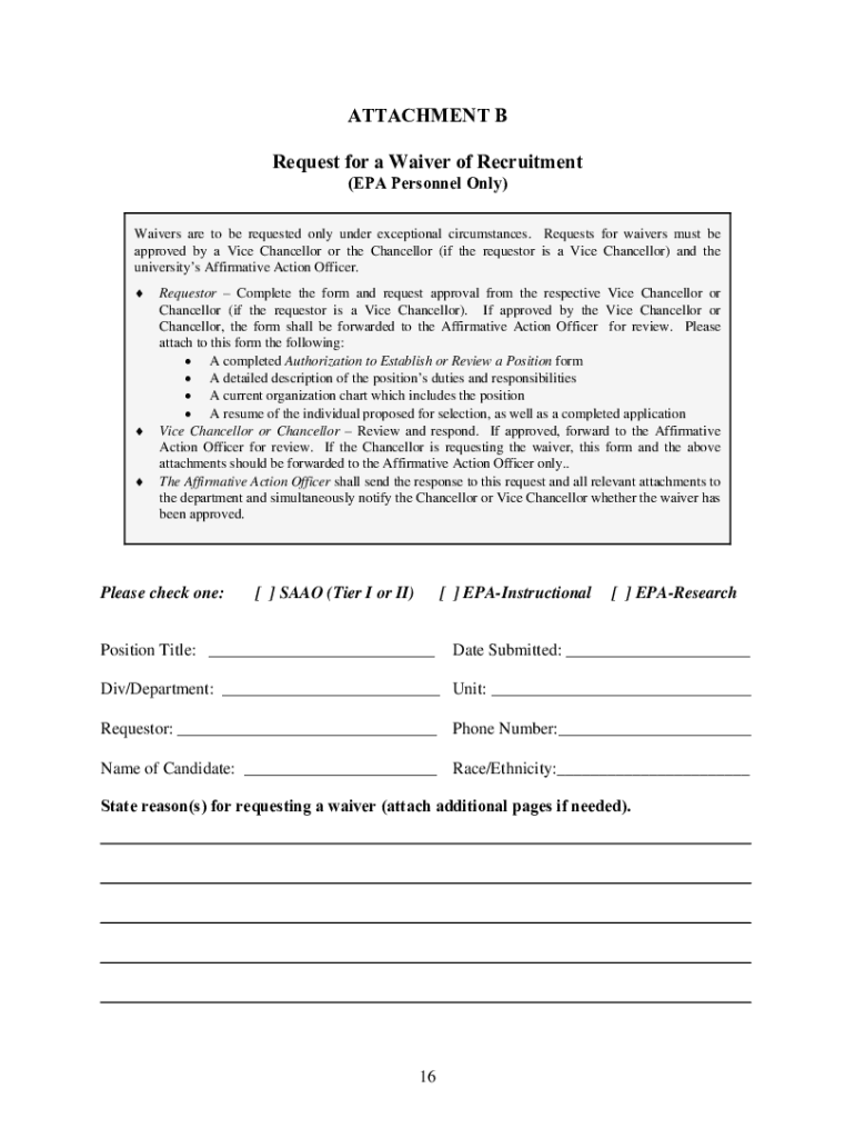 Fillable Online hr.ucmerced.edufilespageWAIVER OF RECRUITMENT REQUEST ...