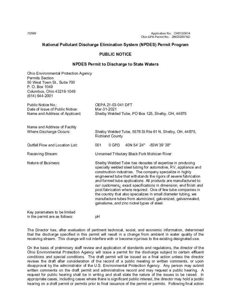 Fillable Online wwwapp epa ohio epa.ohio.gov list-of-draft-permit ...