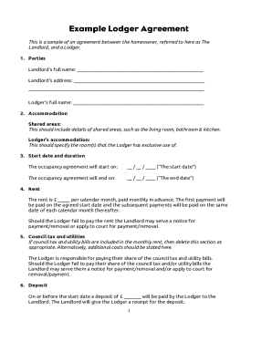 Fillable Online Lodger Agreement - Sample, Template - Word & PDFLodger ...