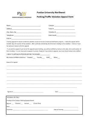 Fillable Online Parking/Traffic Violation Appeal Form Fax Email Print ...