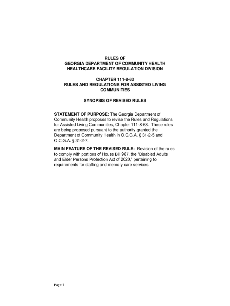Fillable Online dch georgia RULES OF GEORGIA DEPARTMENT OF COMMUNITY ...