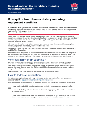 Fillable Online Application form for an exemption from the mandatory ...